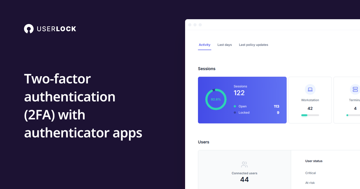 Two-factor authentication (2FA) with authenticator apps